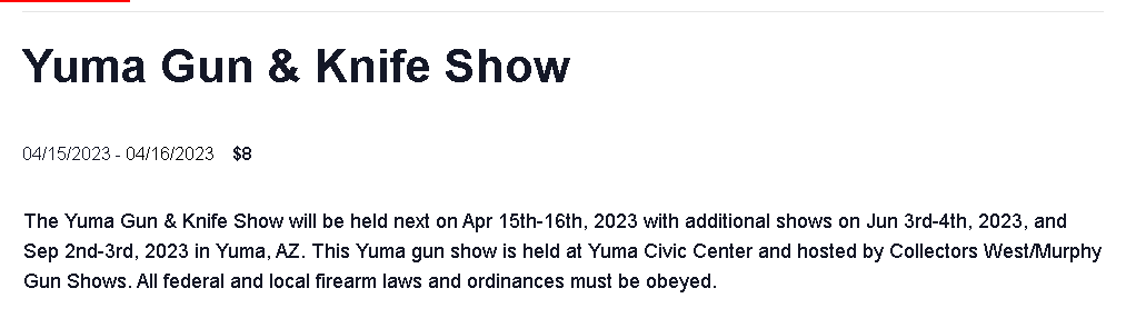 Arizona Gun Show Yuma 2025 Yuma